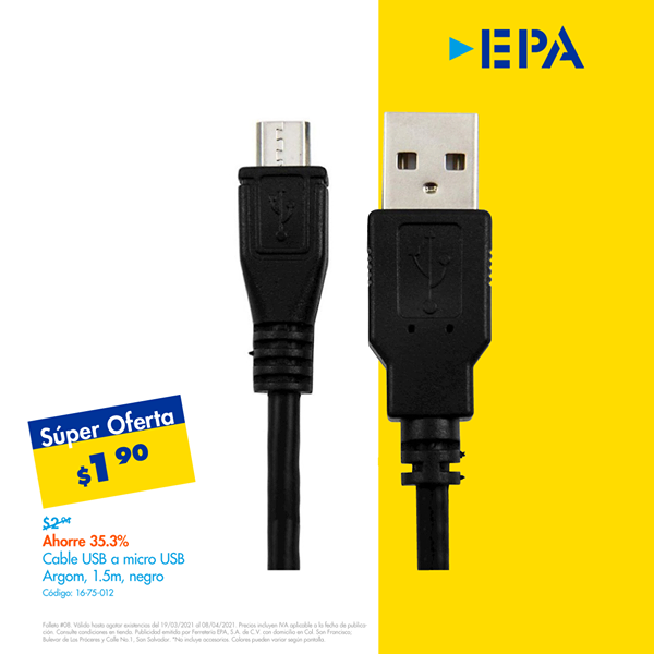 EPA precios de cables para celulares iPhone y Android - Ofertas Ahora