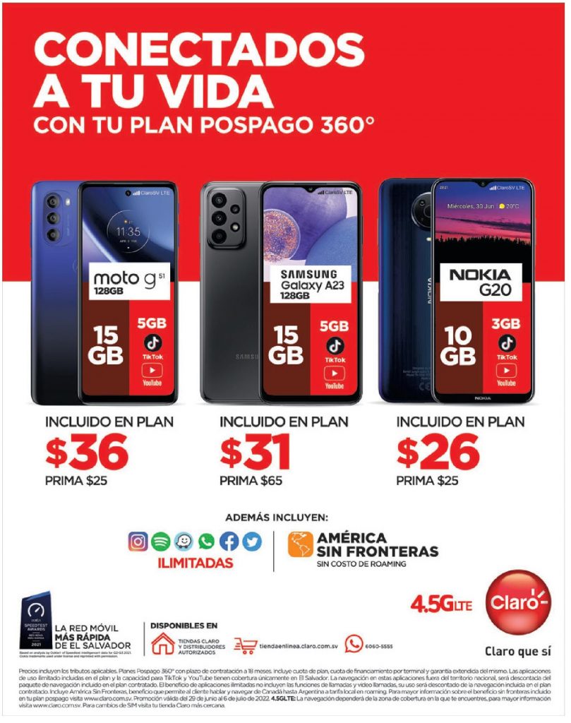 Linea Smartphone Pospago en Claro El Salvador – 29 Junio - Ofertas Ahora